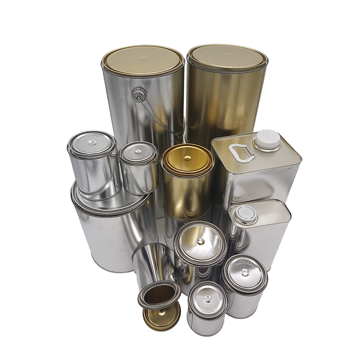 AUTORIND Metal Quart Size Paint Can (2 Pack), Empty Quality Tinplate Unlined Cans w/Lids, Silver Color and0 Recyclable