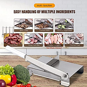 CGOLDENWALL Manual Meat Slicer Meat Bone Cutter Machine Chinese Medicine Jerky Slicer Rib Chicken Fish Frozen Meat Vegetables Deli Food Slicing Machine Home Cooking Use