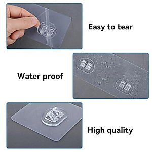 Qianyu 20Pcs Shower Caddy Adhesive Replacement No Drilling Shower Shelves Hooks Waterproof Shower Organizer Strip Transparent Strong Hanging Wall Pad for Bathroom Storage Soap Holder Kitchen Rack