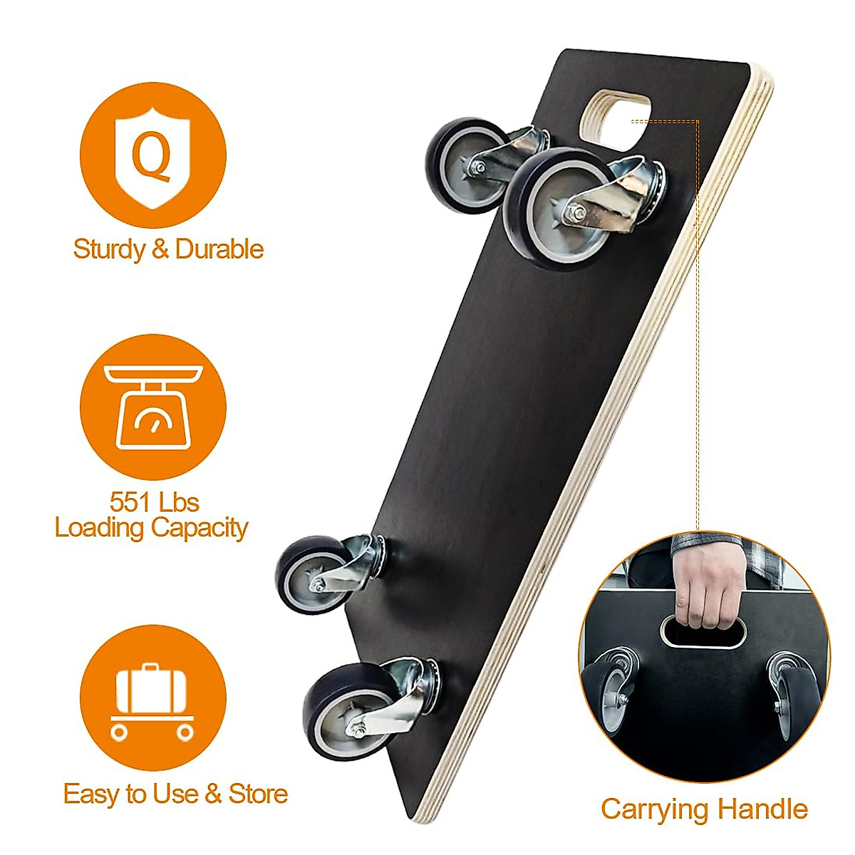 Double Rhombus 2 Pcs Wood Platform Dolly, 551 Lbs Capacity Moving Dolly Heavy Duty Furniture Dolly 4 Wheels Rectangle Multifunctional Mover Carrier for Piano Furniture Couch Washing Machine Fridge