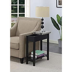 Convenience Concepts American Heritage Flip Top End Table with Shelf, Faux Birch/Black