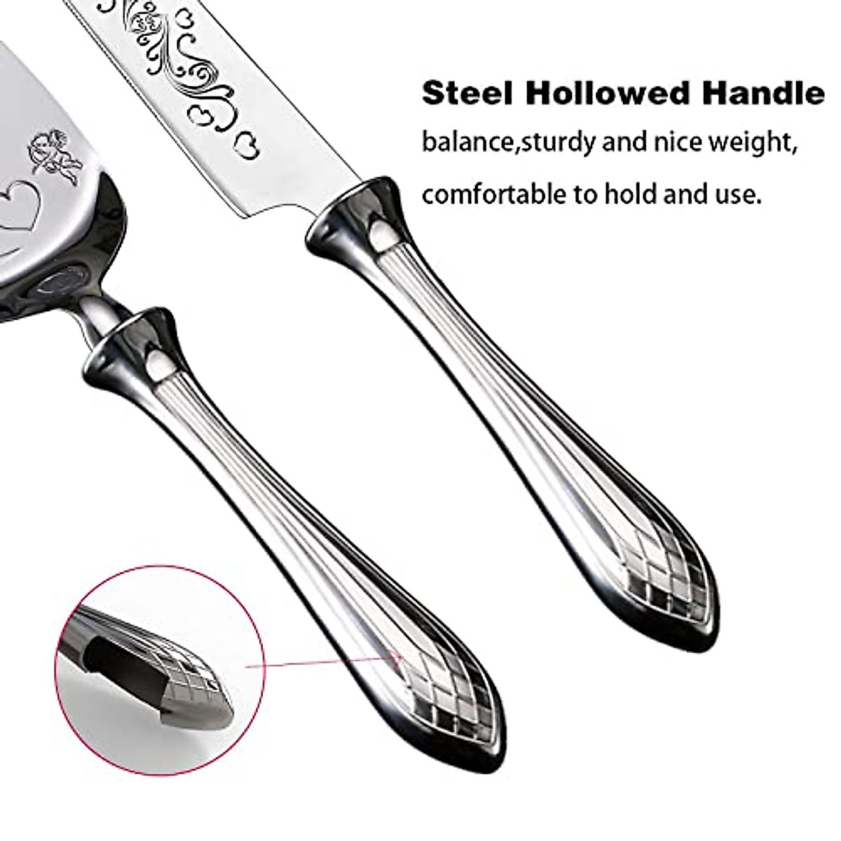 HISSF Cake Knife and Server Set,18/10 Stainless Steel Cake Pie Pastry Servers, Sweet Love Cake Serving Set Perfect For Wedding, Birthday,Home, Parties and Events