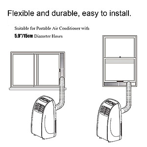 Portable Air Conditioner Window Seal Kit,Universal Portable AC Replacement Sliding Window Seal Plate for 5.9 Inch Exhaust Hose, Adjustable Max Length to 48 Inch Window Vent Kit