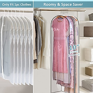 AOODA 10" Gusseted Dress Bags for Gowns Long, 60" All Clear Garment Bags for Hanging Clothes Storage, Large Hanging Clothing Bag for Closet Dress Cover for Coats (3 Packs)