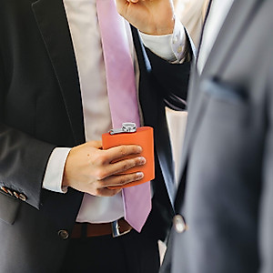 6 oz Stainless Steel Hip Flask with Funnel for Men & Women, Powder Coated Flask Gift Sets for Groomsmen, Bridesmaids, Wedding Party Whiskey Flask for Liquor, by Clear Water Home Goods, Matte Orange