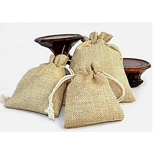 Amariver Natural Burlap Bags with Drawstring, Reusable Linen Pouches, Perfect for Jewelry Pouch, Wedding Birthday Parties Favor, Gift/Candy Bags, Set of 24