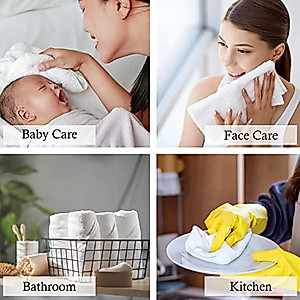 GOLD TEXTILES Premium White Washcloths Set - 12 Pack | 13x13 inches - Ultra Soft, Highly Absorbent Face Towels- Cotton Wash Cloths for Your Body