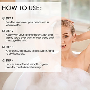 Evridwear Exfoliating Bath Sponge, Daily Skincare Body Scrubbers Loofah Shower Pads with Strap for Body Cleansing, Dead Skin Cell Remover, 3 Count Value Pack(Macaroon)