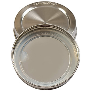 EcoPeaceful 316 Surgical Stainless Steel Mason Jar Lids REGULAR Mouth,ORIGINAL DESIGN,Stackable w/ Pull-Tab Silicone Seal. Rust-proof, Airtight, Leak-proof, Vegan, BPA-Free, Reusable,Not for Canning