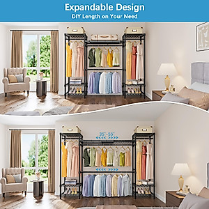 VIPEK X30 Protable Closet for Hanging Clothes, Expandable Clothes Rack Heavy Duty Large Wardrobe System, Metal Clothing Rack with 4 Hanger Rods & 7 Wire Shelves, Adjustable from 6 ft to 7.6 ft, Black