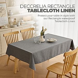 Decorelia Wrinkle-Free Oblong Table Cloth Decoration for Birthday, Waterproof Outdoor Picnic Linen Table Covers for Camping, Party, and Wedding (Rectangle, 60 x 104 Inch (8-10 Seats), Dark Grey)