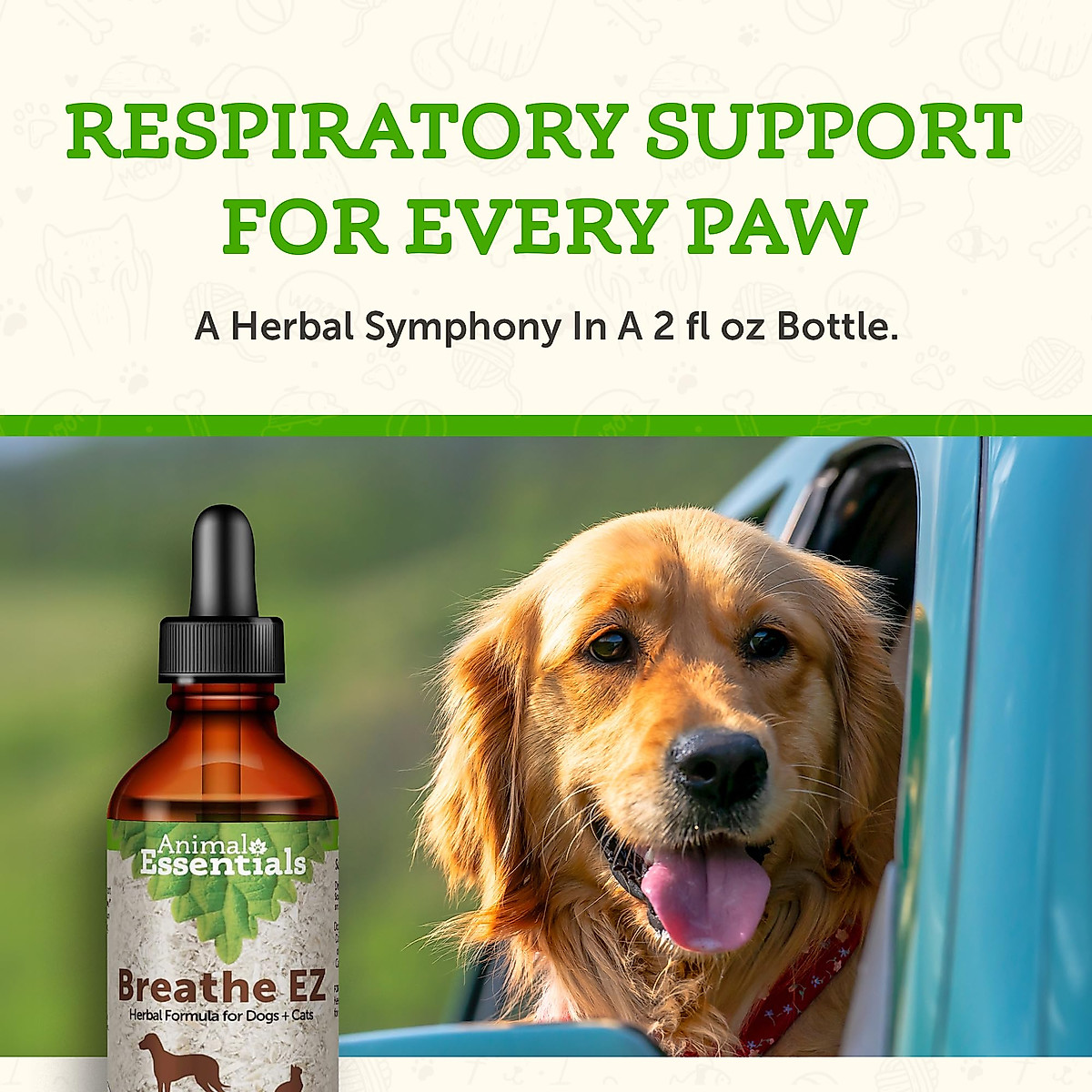 Animal Essentials Breathe EZ for Dogs & Cats - Pet Respiratory Support Supplement, Clear & Easy Breathing, Healthy Respiration, Herbal Formula - 2 Fl Oz