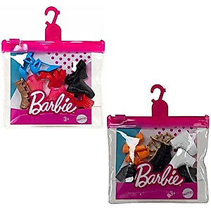 Barbie Shoe Accessory Bundle with 10 Total Pairs of Doll Shoes