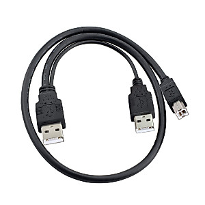 cablecc Dual USB 2.0 Male to Standard B Male Y Cable 80cm for Printer & Scanner & External Hard Disk Drive