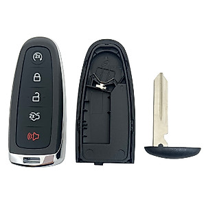 Replacement Key Fob Case Shell Fit for Ford Edge Escape Explorer Focus Flex Taurus Fusion Keyless Entry Smart Remote Key Fob Cover Casing with Uncut Blade Blank (Black)