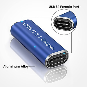ANDTOBO USB C Female to Female Adapter, 2 Pack USB C 3.1 Female to Female Adapter Coupler, Supports Magsafe Charging and Fast Charging 100W & Data Transfer Extension Connector for USB-C Devices
