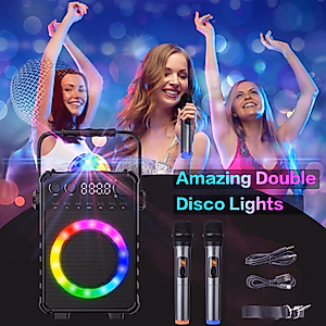 VerkTop Karaoke Machine, Portable Karaoke Systems for Adults & Kids Bluetooth Karaoke Speaker Machine with Disco Lights and Wired Microphone