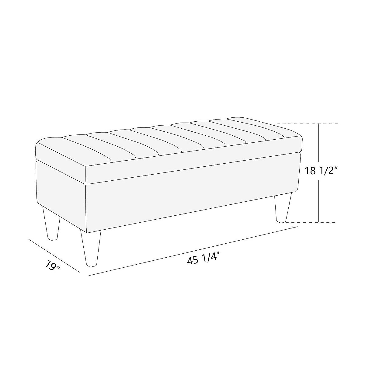 CHITA Channel Tufted Storage Ottoman Bench, Square Fabric Ottoman with Storage for Living Room Bed, Ivory