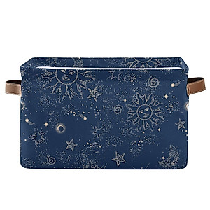 ALAZA Galaxy Fabric Storage Basket for Shelves Toy Nursery Storage Bin for Organizing Laundry Hamper with Handles, Space Galaxy Star,FSB242