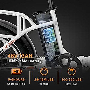 vtuvia Electric Bike for Adults, 20" x 4.0 Fat Tire Step-Thru Folding Electric Bicycles, 750w Motor 48v 13Ah Removable Lithium Battery 28MPH Shimano 7-Speed Gear Ebikes, Beach Travel Bike Electric