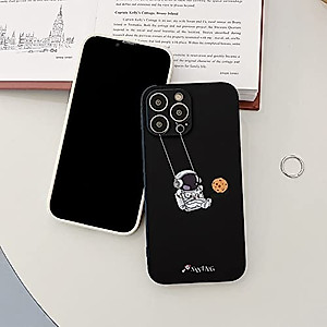 Yonds Queen for iPhone 13 mini Cute Case, Cool Cartoon Swing Astronaut Planet Moon Design Stylish Soft TPU Bumper Shockproof Anti-Slip Protector Case (iPhone 13 mini, Black Planet)