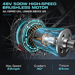 Vivi Electric Bike for Adults 750W Peak Folding Electric Mountain Bike 26'' Commuter Ebike 22MPH Adult Electric Bicycles with Removable Battery, Up to 50 Miles, LCD Display, Dual Shock Absorber