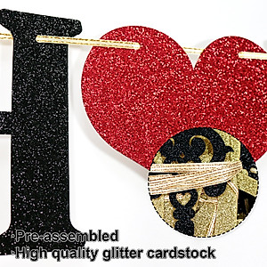 New Home New Chapter Banner, Pre-strung New Home Banner, Housewarming Party Decorations, Home Decor, Black & Gold Glitter