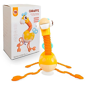 Dorky Giraffe Montessori Toy for 1-5Y+, Pull String Activity Toy with Suction Cup, Sensory Toys for Toddlers, Travel & Bath Toys for Babies, & Motor Skill Baby Toy