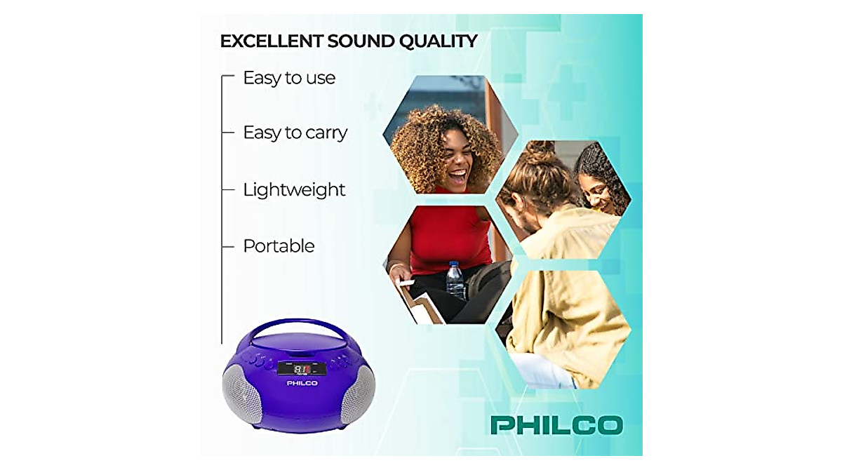 Philco Portable CD Player Boombox with Speakers and AM FM Radio ...