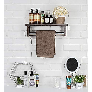 J JACKCUBE DESIGN Rustic Bathroom Shelf Towel Rack Bathroom Shelf Organizer Stainless Towel Bar Hanger Farmhouse Décor Over Toilet - MK608A