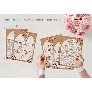 Find The Guest Bingo Bridal Shower Games,Rustic Orange Flower Bridal Shower Game Cards,Bridal Shower Games 30 Guests,Bachelorette Party Games,Wedding Games,Engagement Party Game,Shower Decoration(1)