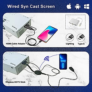 Ysametp Mini Projector, 1080P Full HD Supported 180” Screen Video Projector, 11000Lux Home Theater Movie Projector Compatible with TV Stick HDMI VGA USB AV PC TF Android/iPhone