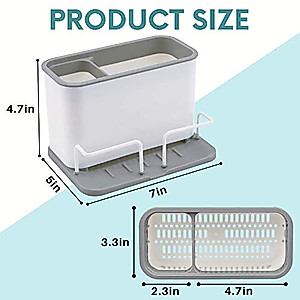 KeFanta Sink Counter Caddy, Plastic Dish Sponge Holder, Kitchen Brush and Scrubber Organizer with Drain Tray