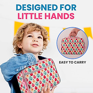 Zulay Insulated Lunch Bag - Thermal Kids Lunch Bag With Spacious Compartment & Built-In Handle - Portable Back To School Lunch Bag For Kids, Boys, & Girls To Keep Food Fresh (Ladybugs)