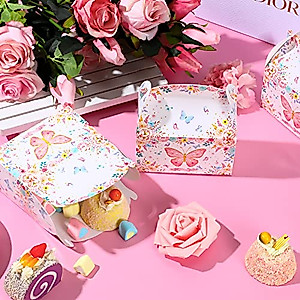 24 Pcs Butterfly Party Favor Treat Box Spring Butterfly Party Goodie Gift Box Butterfly Flower Gift Wrap Boxes Kraft Candy Treat Paper Boxes Butterfly Birthday Party Supplies for Baby Shower Wedding