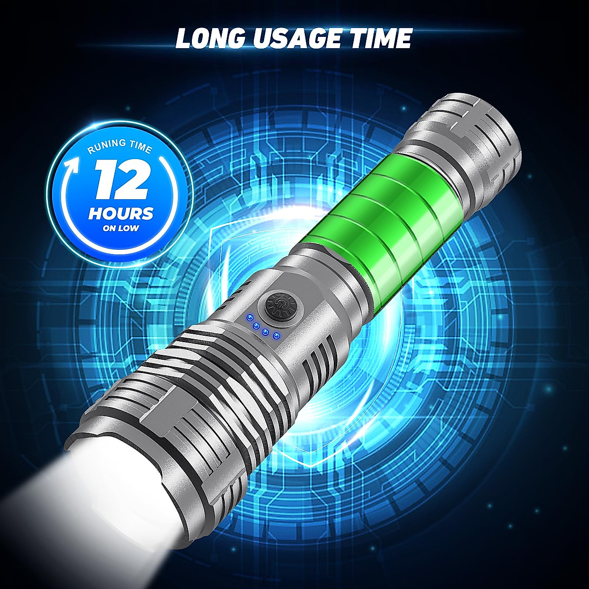 Rechargeable Flashlights High Lumens, 990,000 Lumens Super Bright LED Flashlight,Powerful Flash Light with 5 Modes, Waterproof flashlights for Camping Outdoor Emergency Hiking