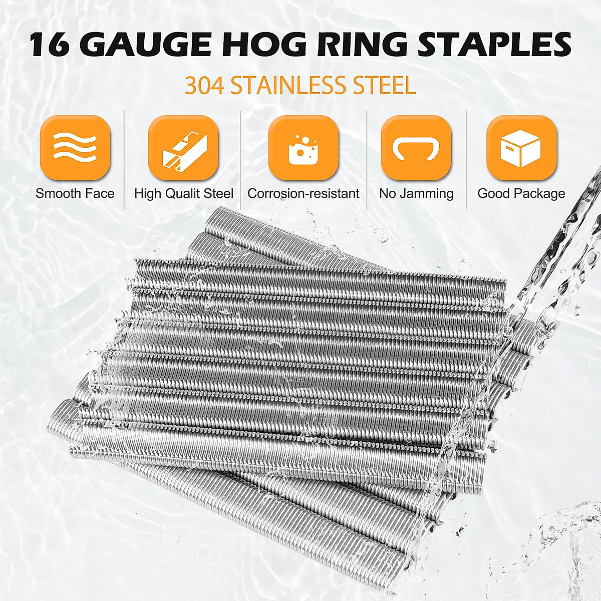 KIMSING SC760 16 Gauge 5/8'' Crown Stainless Steel C Ring Staples C-Rings Hog Rings, Wire Fencing Staples, Fasteners for C Ring Stapler, Hog Ring Tool, C Ring Plier, 1000 PCS/Pack