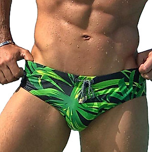 Taddlee Men Swimwear Swim Bikini Briefs Pad Swimsuits Board Surf Shorts Trunks (L,Green)