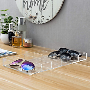MyGift Premium Clear Acrylic Sunglass Holder Display Tray with 6 Compartments, Drawer Organizer Storage Case for Sunglasses, Reading Glasses, Eyewear, Jewelry, Makeup and Perfume Vanity Tray