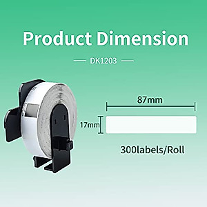 AMYSous Compatible 6 Pack DK-1203 Die-Cut File Folder Label Paper 2/3" x 3-7/16"(17mm x 87mm) with 6 Refillable Cartridge Replacement for Brother DK-1203 for QL-700 QL570 QL710W QL800 QL810W QL1060N