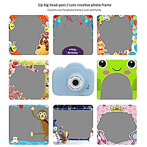 Shanrya Cartoon Mini Camera, Child Camera Kids Gift One Key Video Recording 16 Borders Support MP3 for Kids(Sky Blue)