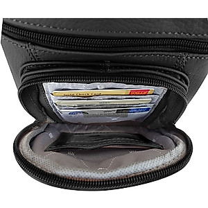 Roma Leathers Genuine X-Large Crossbody Purse, Multi-Pocket, Adjustable Strap, XL, Black