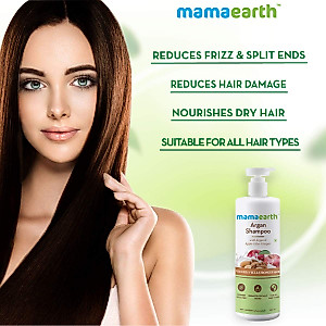 Mamaearth Argan Shampoo with Apple Cider Vinegar | Volumizing Anti Frizz Solution | Hydrating for Dry & Damaged Hair | Sulfate Free | 8.45 Fl Oz (250ml)