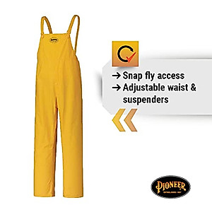 Pioneer Repel Rain Gear Safety Jacket & Bib Pants -Waterproof & Windproof PVC Work Suit for Men - 3 PC with Detachable Hood