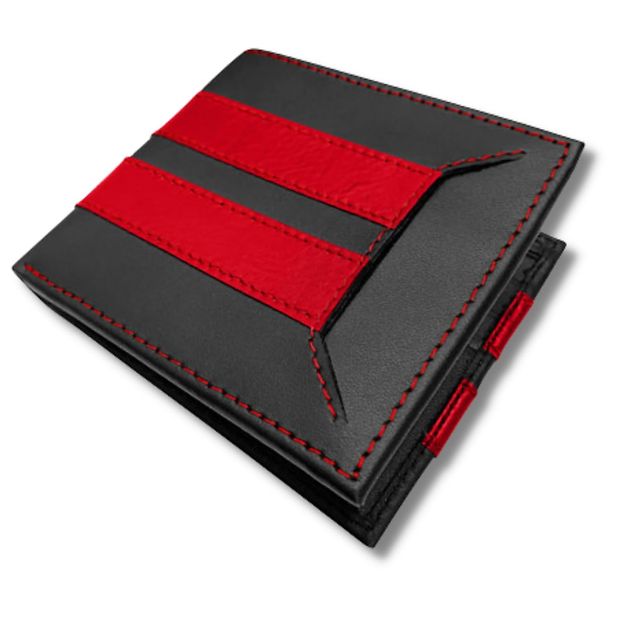 AGENT GEAR USA Thin Red Line Firefighter Wallet - First Responder Leather Bifold Wallet