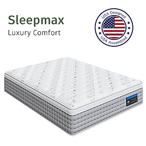 Sleepmax King Mattress 12 Inch - Gel Memory Foam with Individual Pocket Springs for Motion Isolation - Hybrid Bed Mattress in a Box - Fiberglass Free & CertiPUR-US Certified