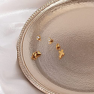 BodyAce 16g Crystal Micro Dermal Tops, Stainless Steel Dermal Base, Rose Gold Dermal Anchor Tops for Women Men, Skin Piercing Tops 3mm 4mm Dermal Piercing Jewelry (D Set:28Pcs(4mm))