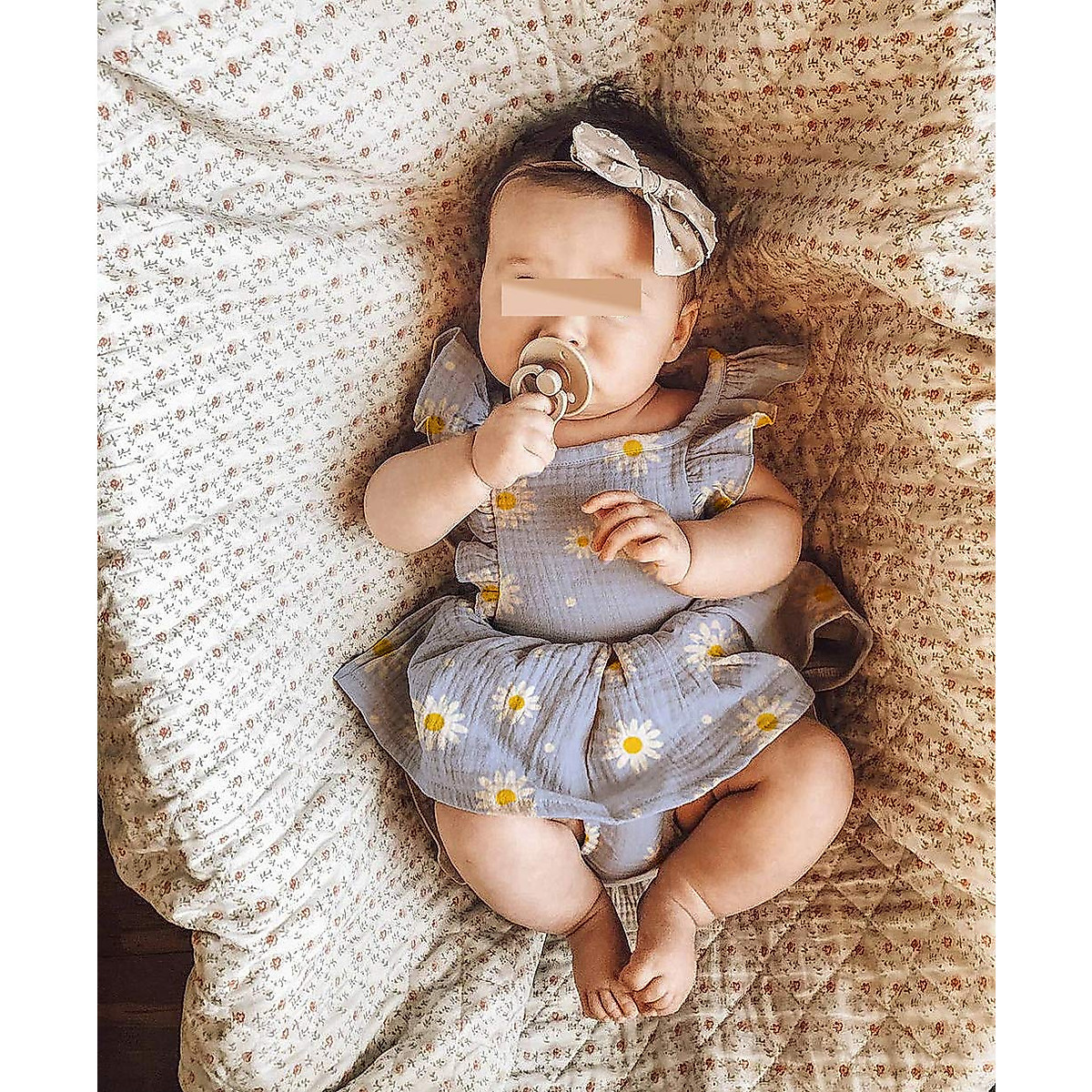 Yoawdats Infant Girls Clothes Baby Bodysuits Cotton Linen Rompers for Girls 2PCS Summer Outfits with Headband (Yellow, 0-6 Months)