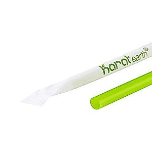 Karat Earth KE-C9230 (Green) 9" Giant PLA Straws (7mm) Paper Wrapped - Green (Case of 2500)