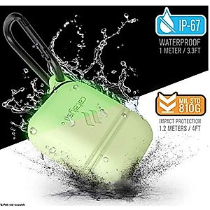Catalyst Waterproof AirPods 1 & 2 Case with Premium Carabiner, Compatible Wireless Charging, One-Piece Design, Protective Cover Soft Skin, High Drop Protection, Silicone Sealing - Glow in Dark